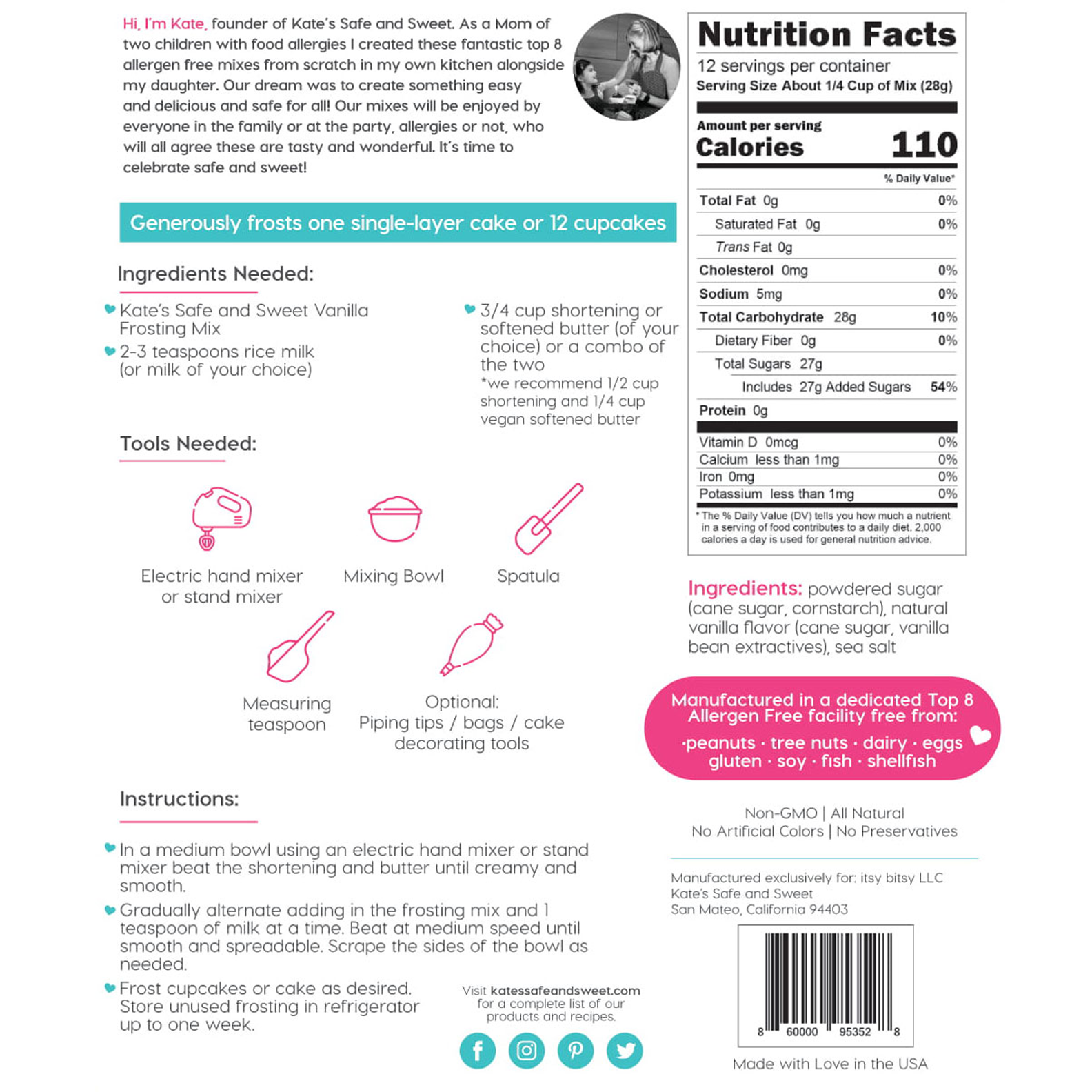 Vanilla Frosting Mix – Kate's Safe & Sweet